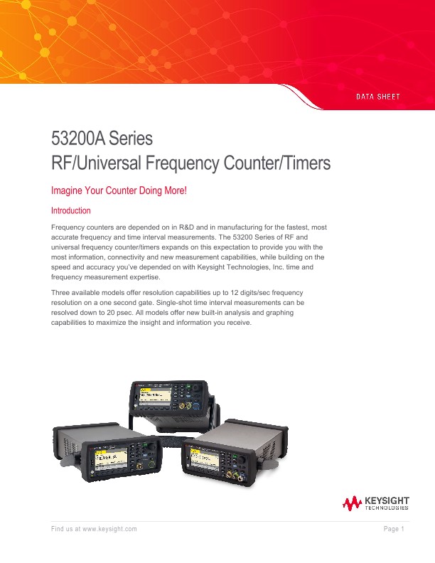 53200A Series RF/Universal Frequency Counter/Timers PDF Asset Page | Keysight